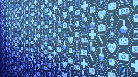3d Medical Technology Icons Hexagon Border Hovering On The Random