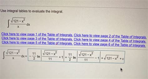 Solved Use integral tables to evaluate the integral. √ | Chegg.com