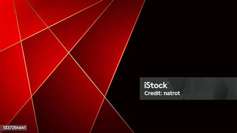 황금 선과 빨간색 다각형 배경 브로셔 전단지 잡지 배너 등을 위한 디자인 템플릿 0명에 대한 스톡 벡터 아트 및 기타 이미지