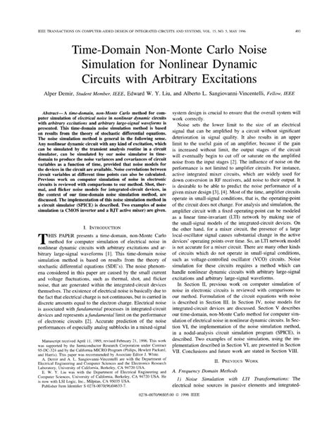 Pdf Time Domain Non Monte Carlo Noise Simulation For Nonlinear Dynamic Circuits With Arbitrary