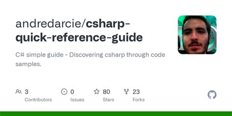 Github Andredarciecsharp Quick Reference Guide C Simple Guide