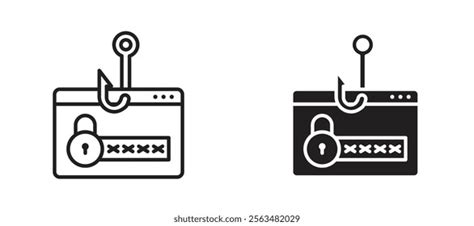 Password Phishing Icons Outline Fill Vector Stock Vector Royalty Free 2563482029 Shutterstock