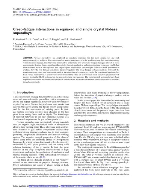 Creep Fatigue Interactions In Equiaxed And Single Crystal Ni Base