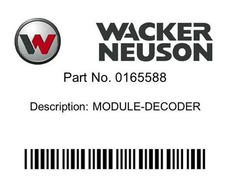 Wacker Neuson Module Decoder Part No 0165588 Hydro Technology Systems Inc