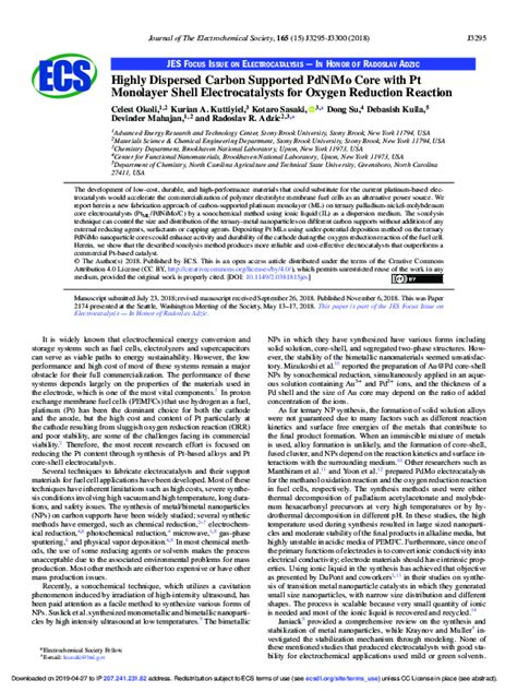 Pdf Highly Dispersed Carbon Supported Pdnimo Core With Pt Monolayer