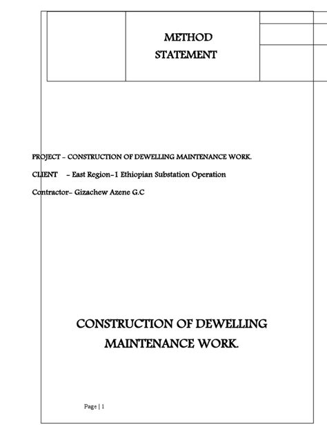 Method Statement Project General Civil M Pdf Personal Protective Equipment Safety