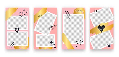 벡터 트 렌 디 한 편집 가능한 소셜 미디어 네트워크 이야기 템플릿 세트 전단지 카드 포스터에 대 한 현대적인 디자인 배경 Brand Name Online Messaging