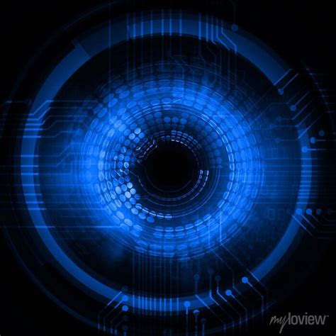 Binary Circuit Board Future Technology Blue Eye Cyber Security Wall Mural • Murals Virus