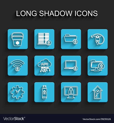 Set Line Time Management Usb Flash Drive Vector Image