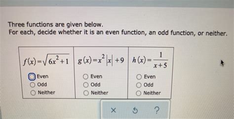 Solved Three Functions Are Given Below For Each Decide
