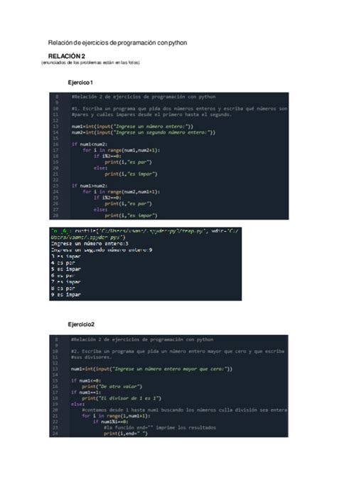 relacion 2 de ejercicios de programacion con python pdf