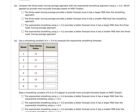 Solved D ﻿compare The Three Week Moving Average Approach