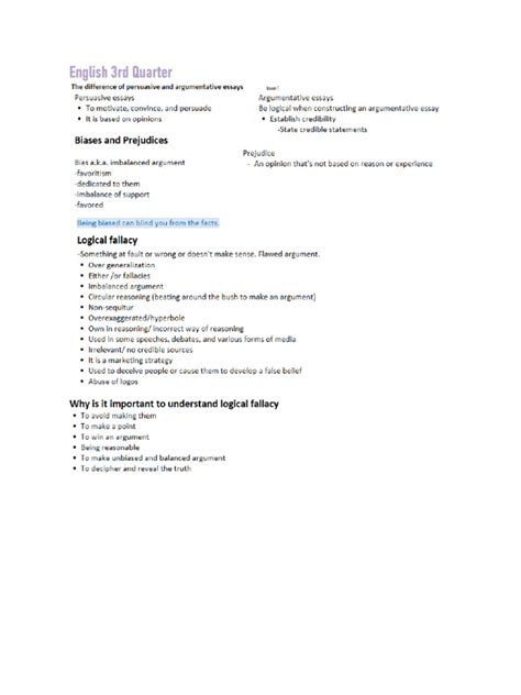 english 9 3rd quarter reviewer logical fallacies pdf