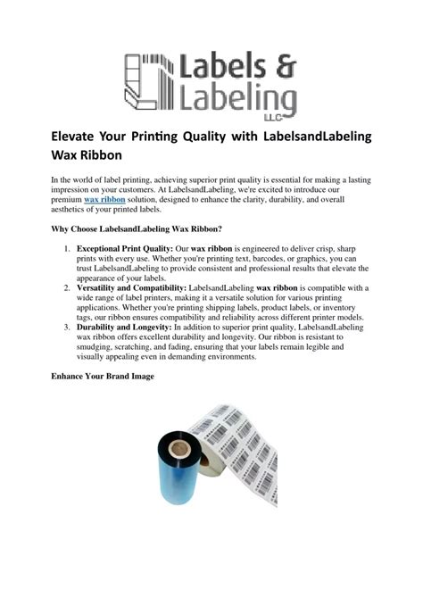 Ppt Elevate Your Printing Quality With Labelsandlabeling Wax Ribbon Powerpoint Presentation