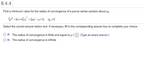 Solved 8 4 4 Find A Minimum Value For The Radius Of Chegg Com
