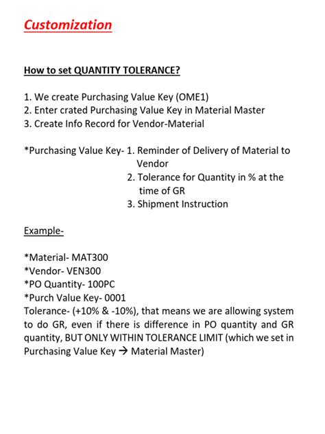 Sap Mm How To Configure Quantity Tolerance Pdf