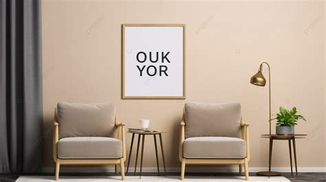 안락의자가 있는 밝은 거실 내부 벽에 모형 포스터 프레임의 3d 렌더링 아파트 인테리어 호화로운 벽 집 디자인 배경 일러스트 및 사진 무료 다운로드 Pngtree