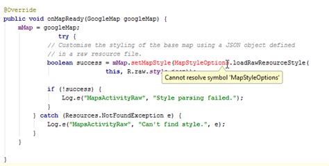 Json Cant Resolve Setmapstyle While Creating Custom Styled Map In Android Map V2 Stack