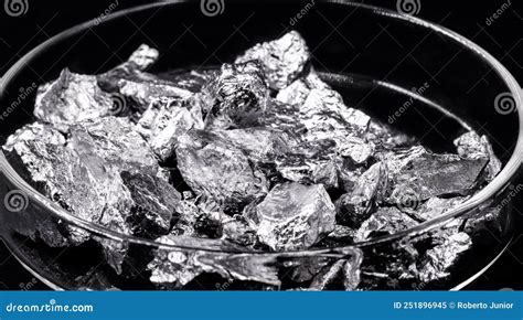 Chromium Fragments Industrial Use Ore Metallic Chemical Element Isolated On Black Background