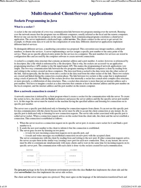 Multi Threaded Client Server Applications Pdf Port Computer