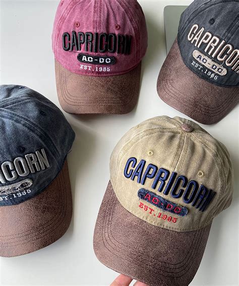 4color 카프리콘 빈티지워싱 피그먼트 배색 빅사이즈 남녀공용 야구모자 데일리 볼캡