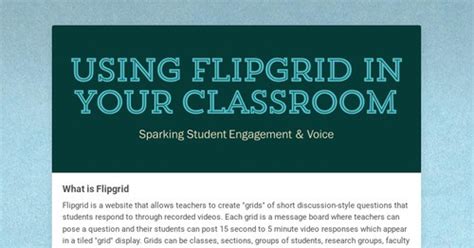 Using Flipgrid In Your Classroom Smore Newsletters
