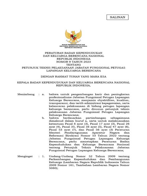 Peraturan Bkkbn Nomor 9 Tahun 2023 Pdf