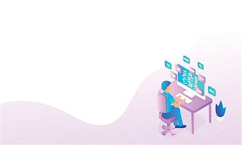 Matrix Code Isometric Workspace Of A Programmer Or Web Developer Vector