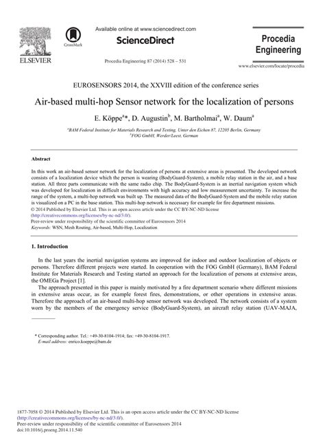 Pdf Air Based Multi Hop Sensor Network For The Localization Of Persons