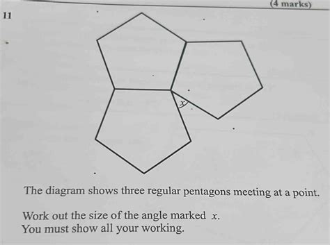Solved The Diagram Shows Three Regular Pentagons Meeting At A Point Work Out The Size Of The