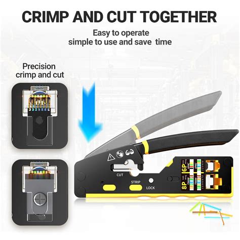Ampcom Rj45 Crimper Pass Through Rj45 Crimping Tool For Cat6 Cat5e Pass Thru Ethernet Modular