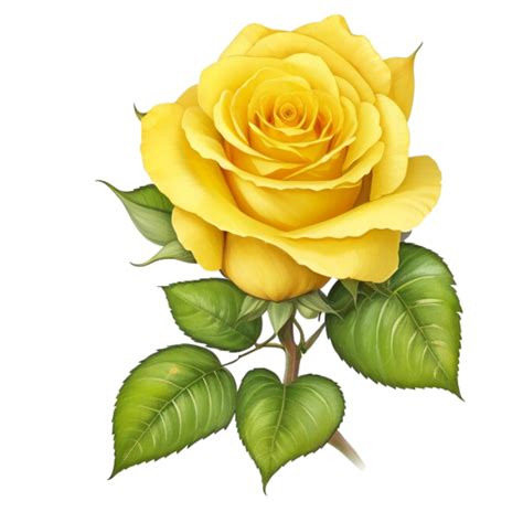 Romantic Yellow Rose Isolated On Transparent Background For Wedding And Valentine Anniversary