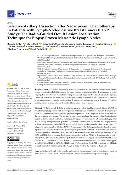 Pdf Selective Axillary Dissection After Neoadjuvant Chemotherapy In Patients With Lymph Node