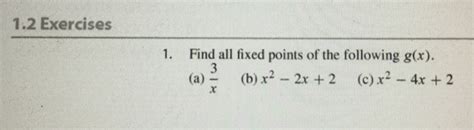 solved 1 2 exercises 1 find all fixed points of the