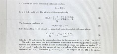 Solved 1 Consider The Partial Differential Diffusion