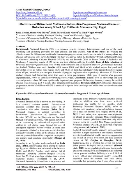pdf effectiveness of bidirectional multimodal intervention program on