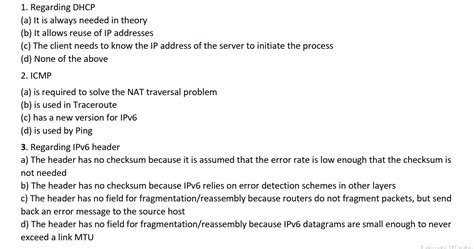 Solved 1 Regarding DHCP A It Is Always Needed In Theory Chegg Com