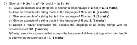 Solved Given R B Ba A B And S Aba B A Give An Chegg Com