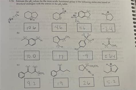 solved im having trouble finding pka values of the molecules
