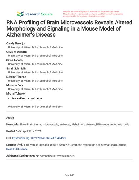 Pdf Rna Profiling Of Brain Microvessels Reveals Altered Morphology