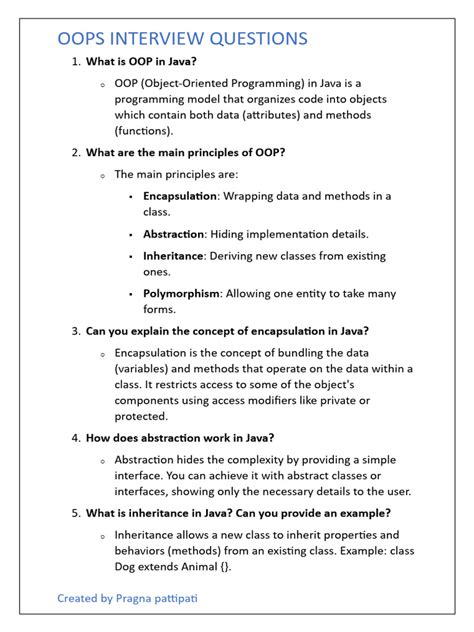 Oops Interview Questions Pdf Method Computer Programming Inheritance Object Oriented