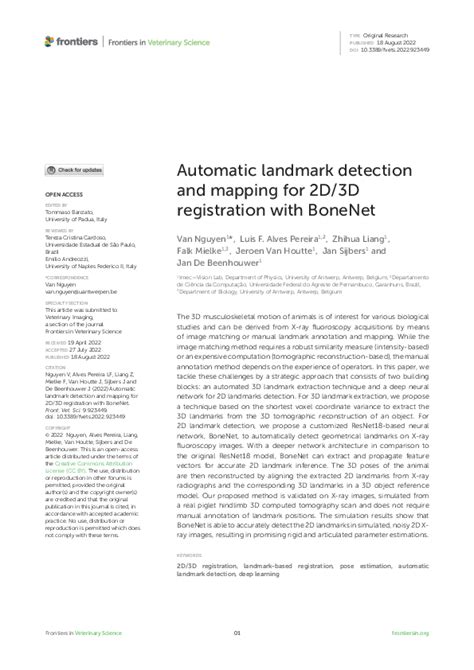 Pdf Automatic Landmark Detection And Mapping For 2d3d Registration