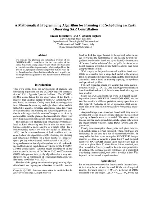 Pdf A Mathematical Programming Algorithm For Planning And Scheduling