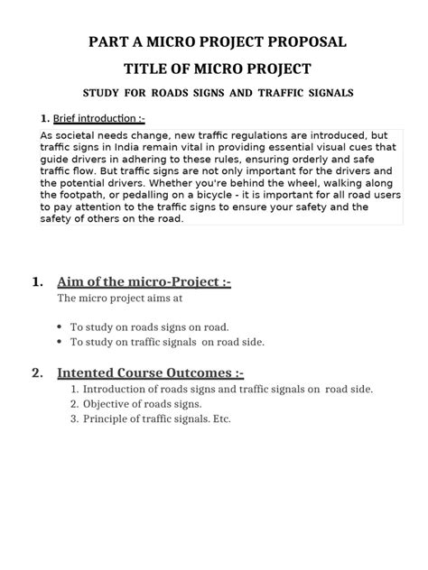Part A Micro Project Proposal Pdf Traffic Road