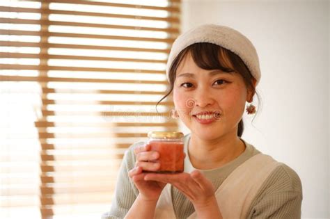 Woman With Homemade Jam Stock Photo Image Of Person