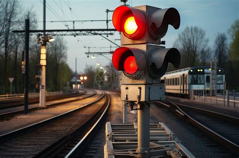 铁道上亮起的红灯高清图片下载 正版图片600712714 摄图网