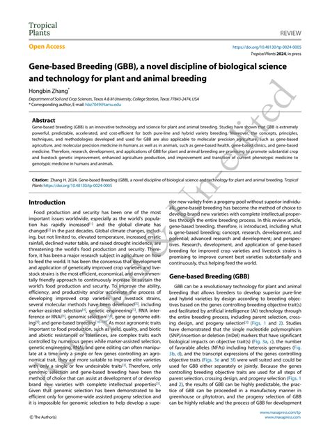 Pdf Gene Based Breeding Gbb A Novel Discipline Of Biological Science And Technology For