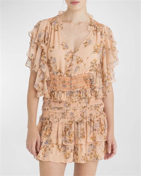 Floral Print Ruffled Collection Neiman Marcus