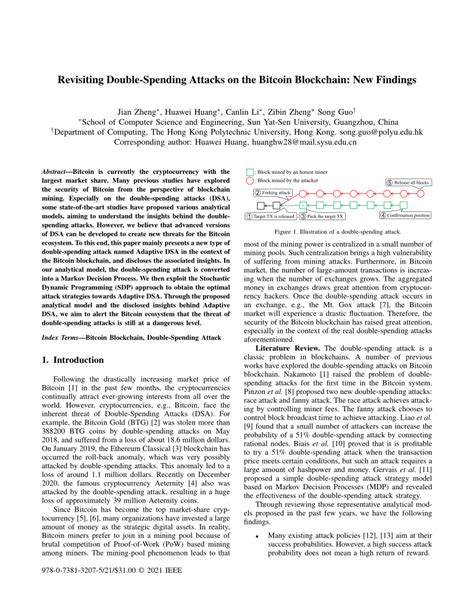 Pdf Revisiting Double Spending Attacks On The Bitcoin Blockchain New Findings