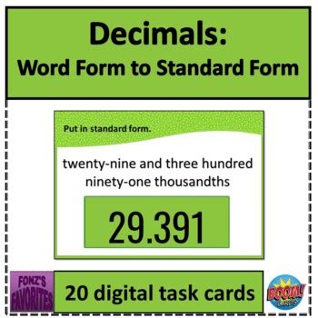 Decimal Word Form To Standard Form Boom Cards By Fonz S Favorites